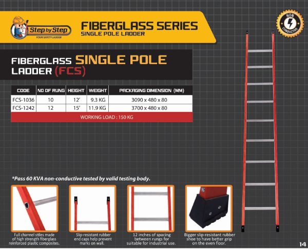 Fiberglass Single Pole Ladder Malaysia | Fiberglass Single Pole Ladder ...